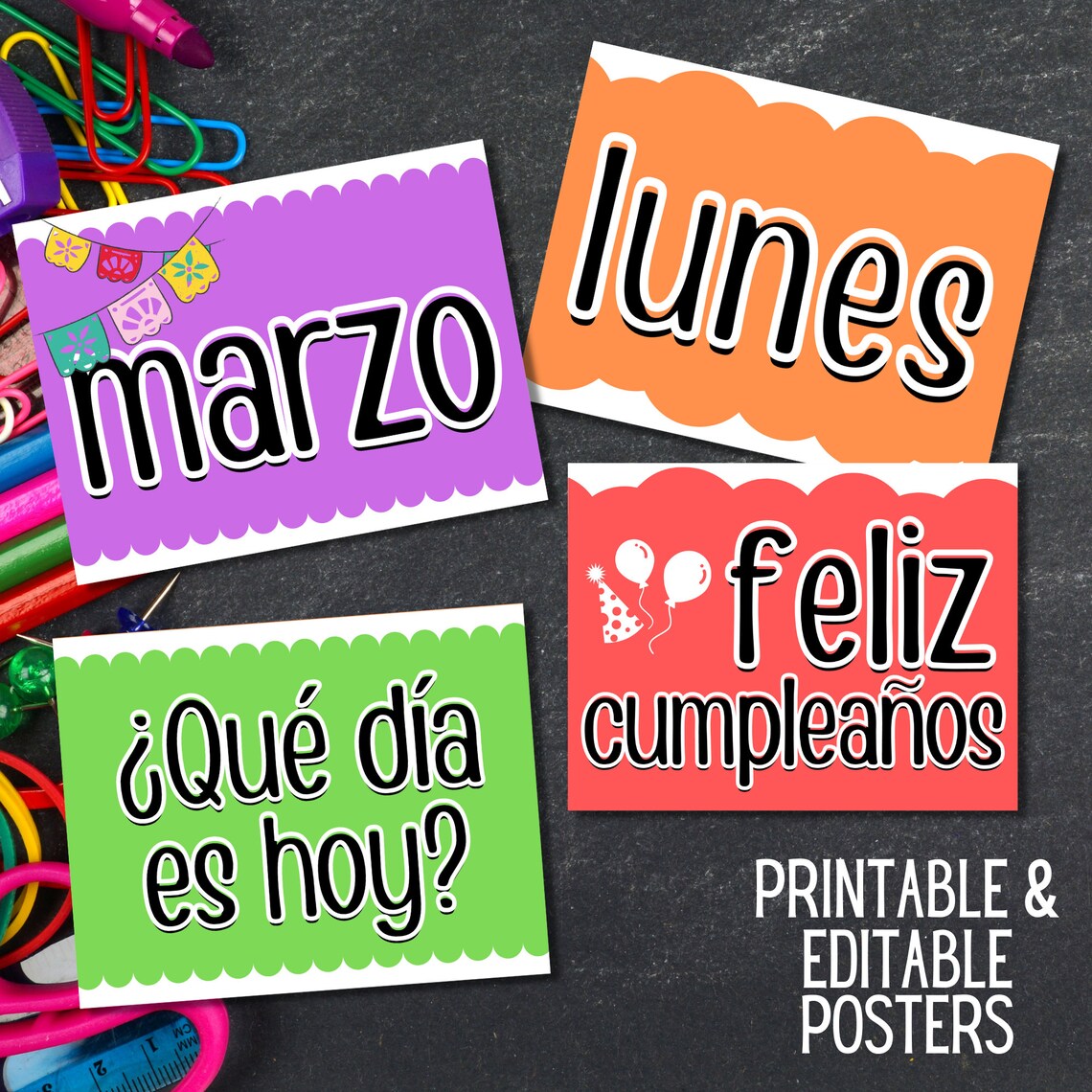 Spanish Calendar Set Printable Spanish Calendar Calendario - Etsy