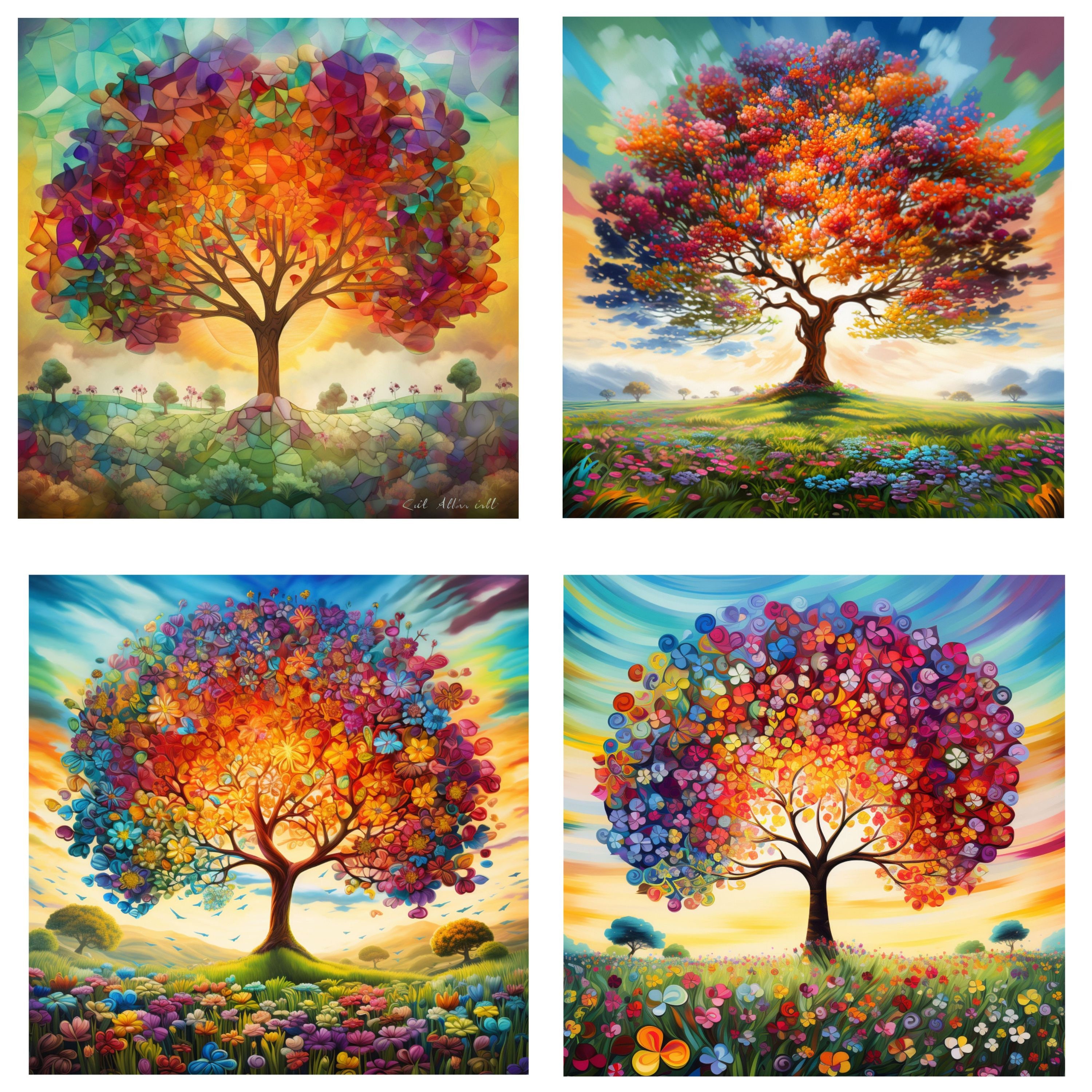 7 Images for Price of 1 Colorful Tree of Life Images Digital Download ...
