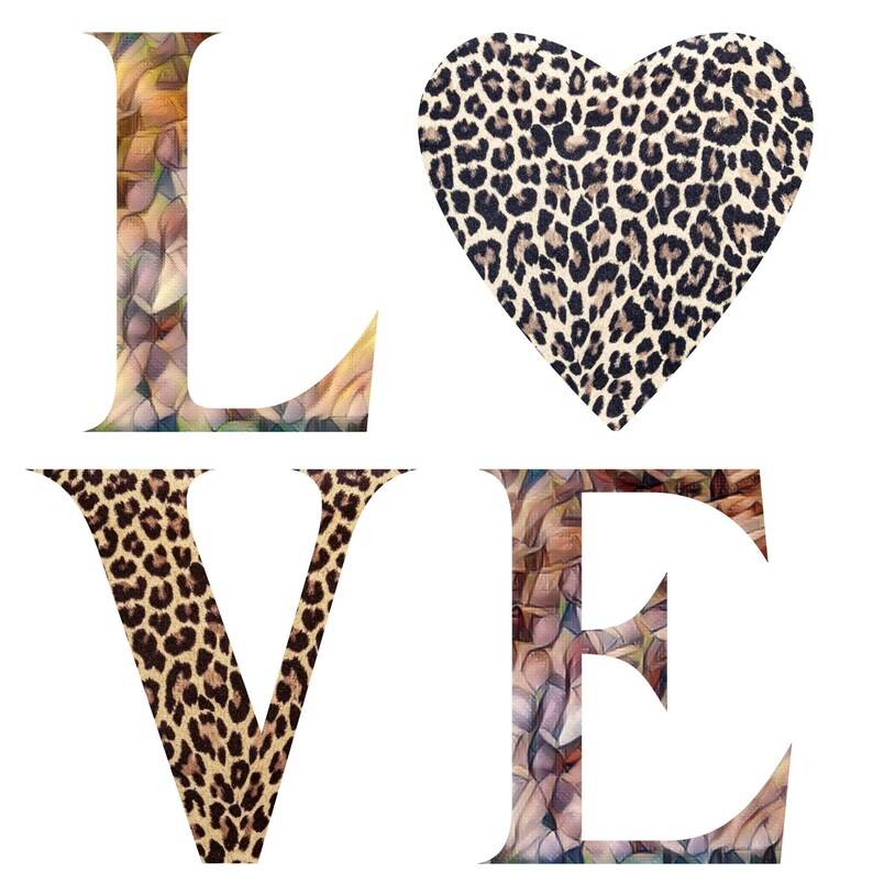 LOVE Heart Leopard Animal Print Digital Art Download Print Wall Art, T ...