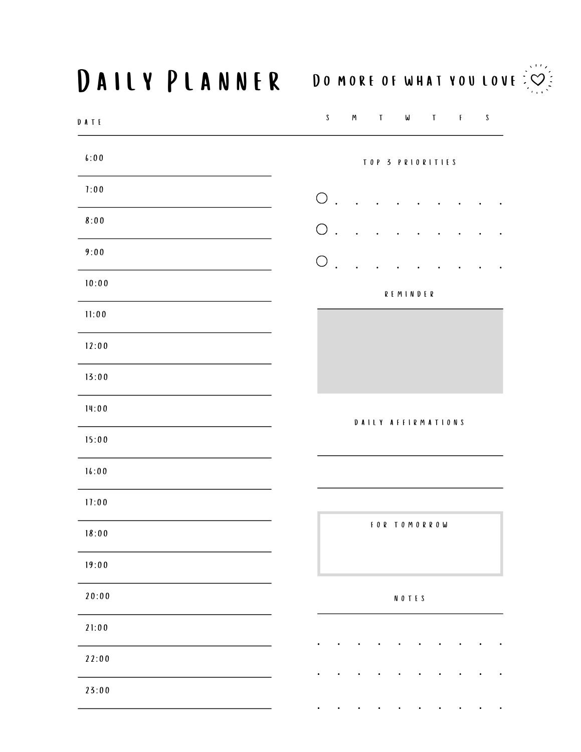 Cute Simple Hand Drawn Daily Overview Planner Page Perfect - Etsy