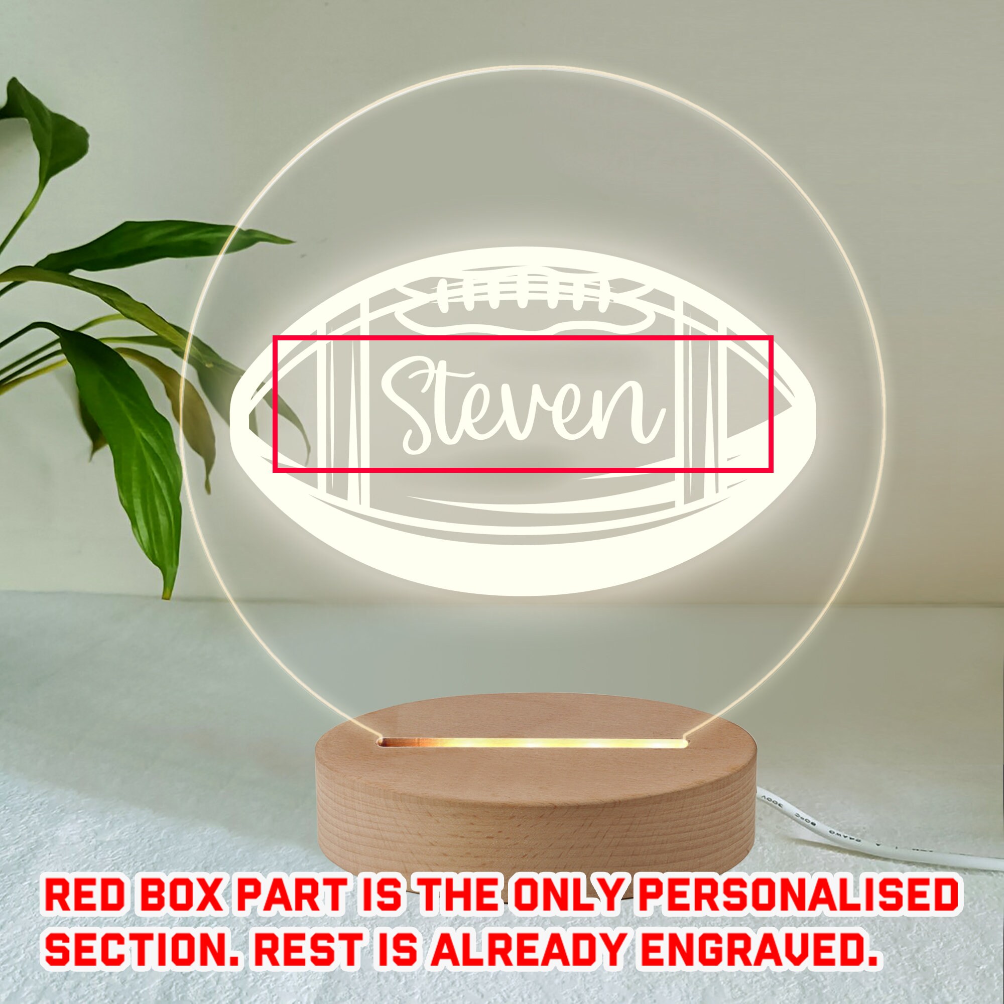 Personalized LED Desk Table Lamp Football Design Night Light Custom ...