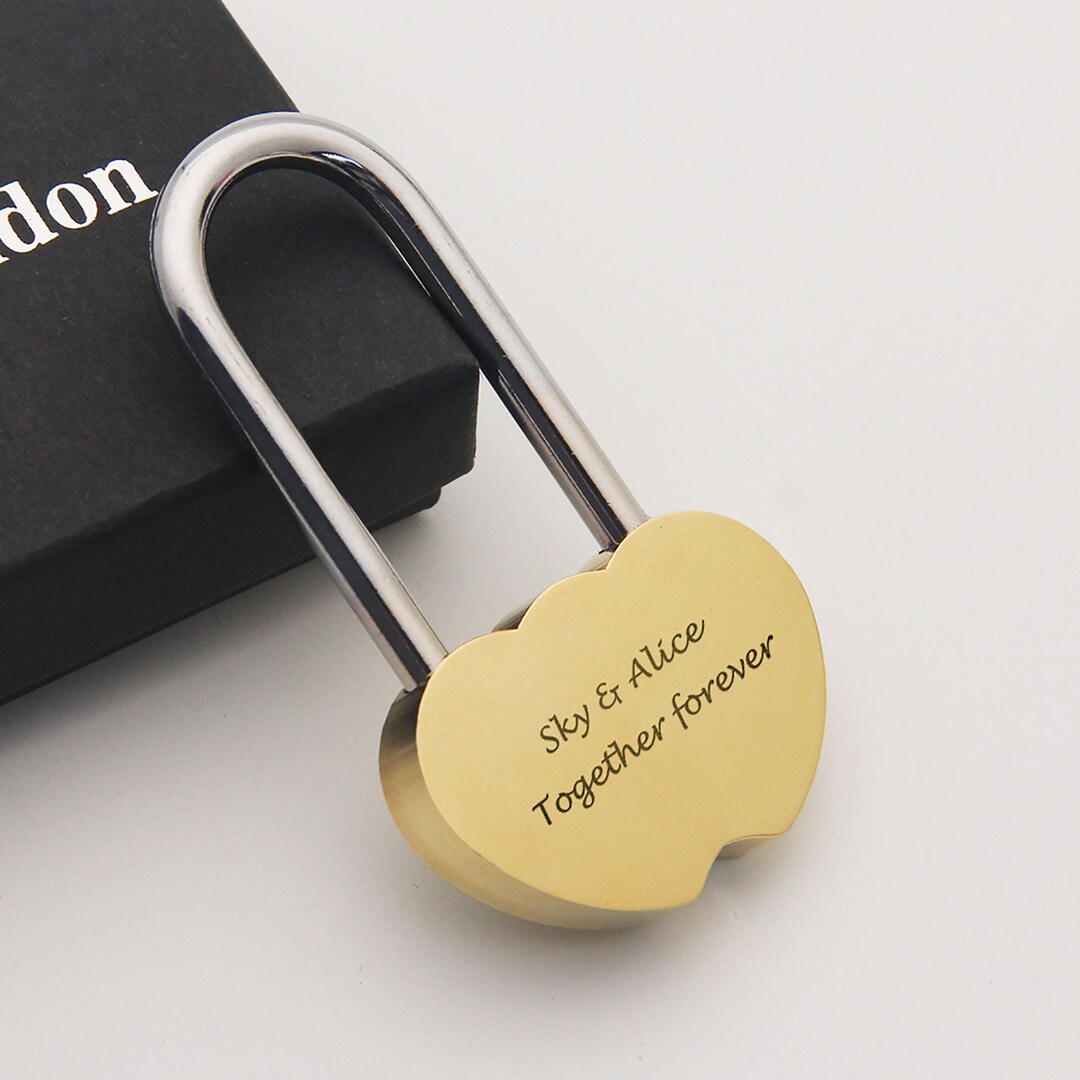 Personalized Padlock Double Hearts Lock Gifts for Her Couples Custom ...