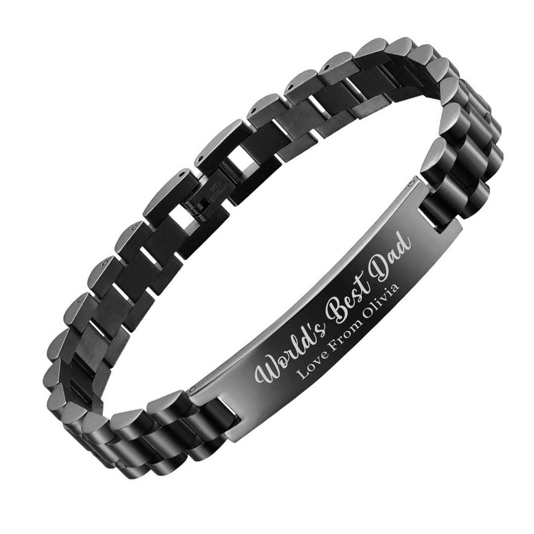 Personalized Mens Bracelet Custom Metal Bracelets Gifts for Fathers Day ...