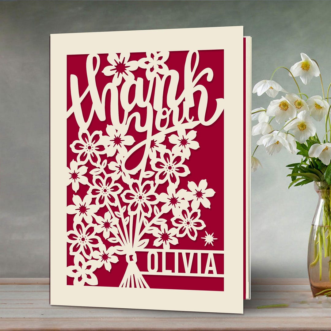Personalized Thank You Card | Laser Paper Cut Thank You Teacher Card ...