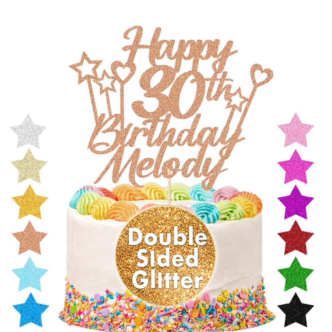Personalized Happy Birthday Cake Topper Double Sided Glitter Cake ...