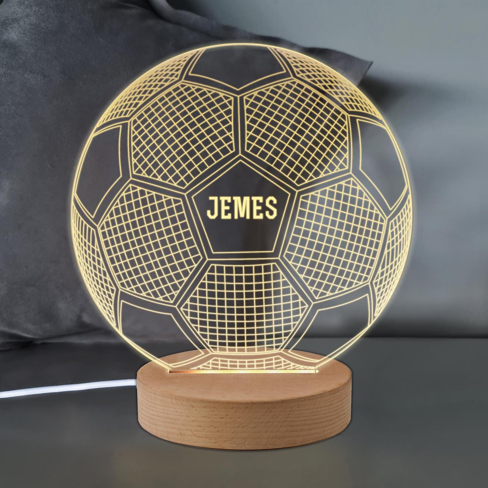 Personalized LED Desk Table Lamp Soccer Ball Design Night Light Custom ...