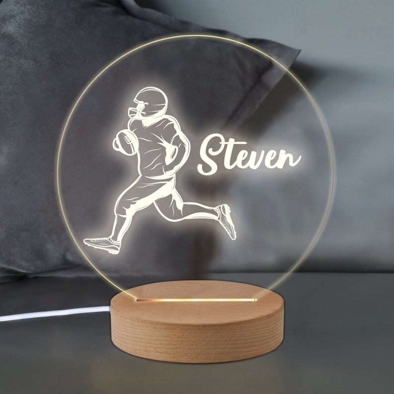 Personalized LED Desk Table Lamp Football Design Night Light Custom ...