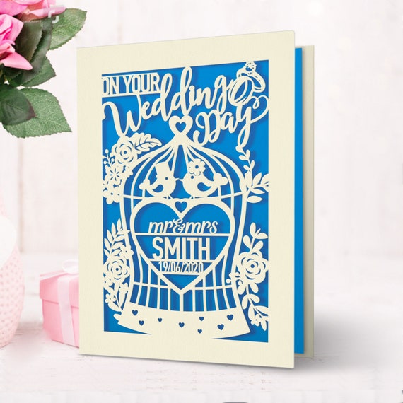 Personalized Wedding Card Engraved Wedding Anniversary Card | Etsy