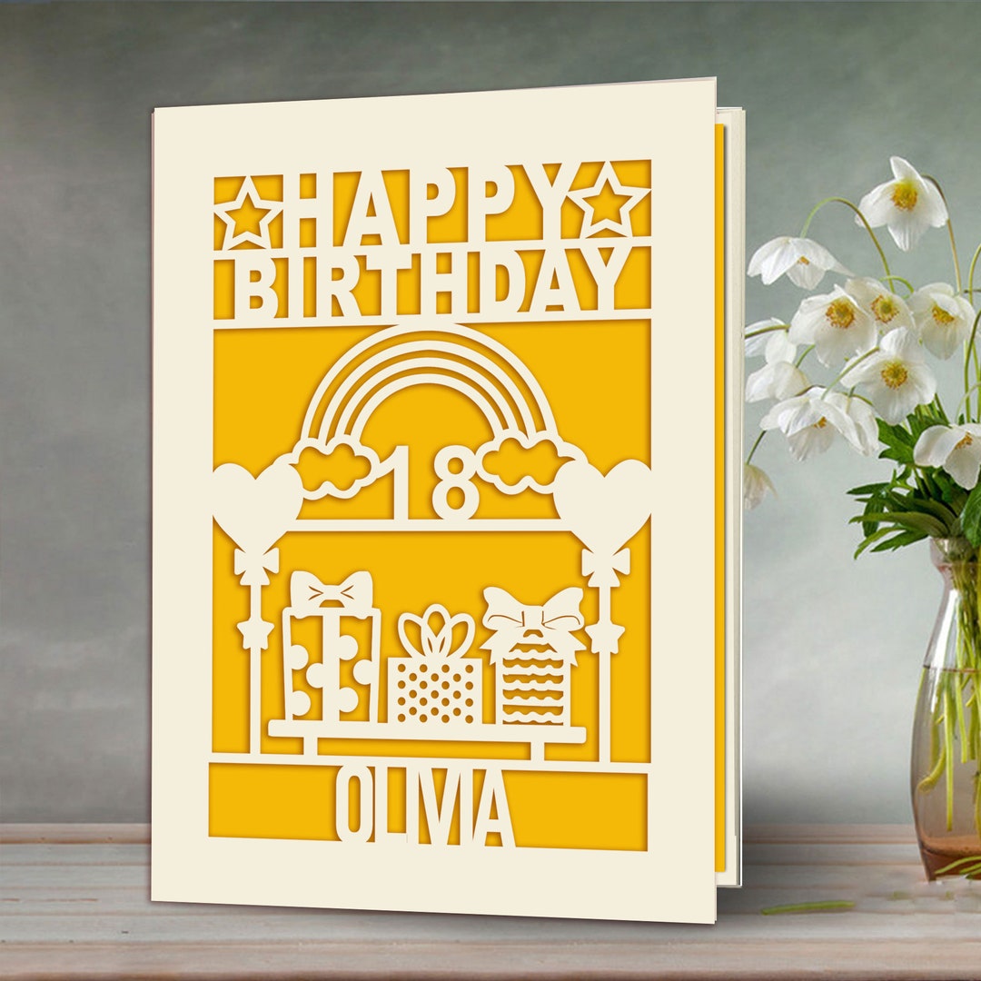 Personalized Happy Birthday Card Paper Cut Customized Happy Birthday ...