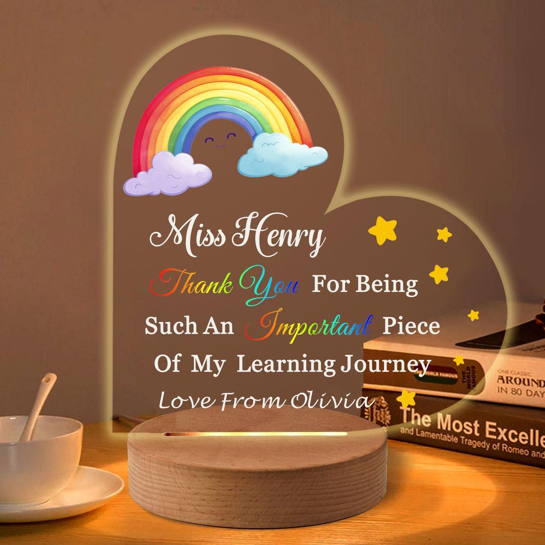 Custom Thank You Night Light Gifts Personalized Teacher Appreciation ...