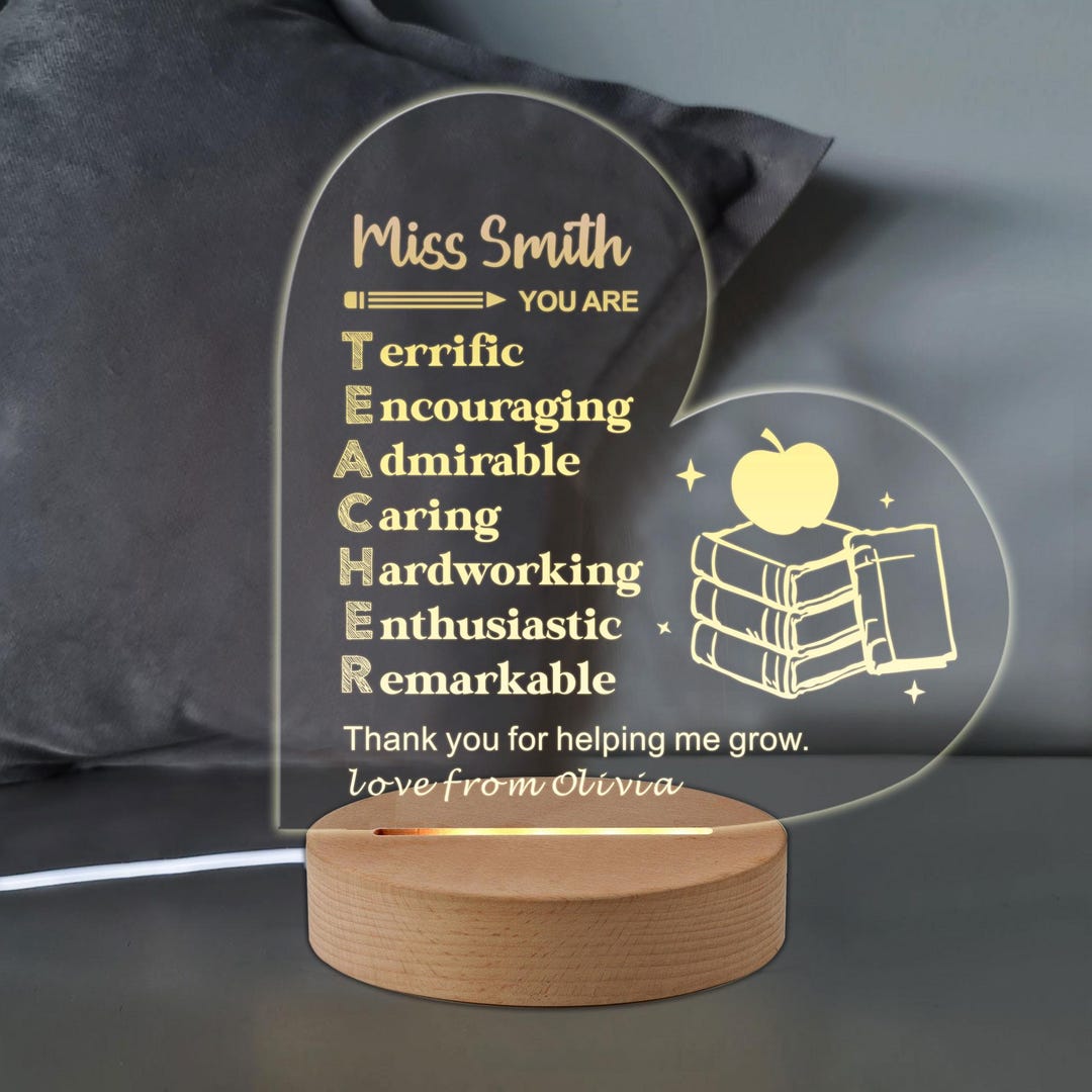 Teacher Appreciation Gifts Personalized Night Light Custom Thank You ...