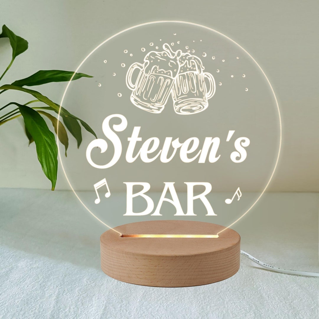 Personalized Home Bar Sign Night Light LED Desk Table Lamp Custom Gifts ...