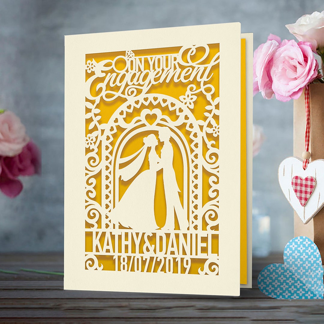 Personalised Wedding Engagement Card Laser Paper Cut | Congratulations ...