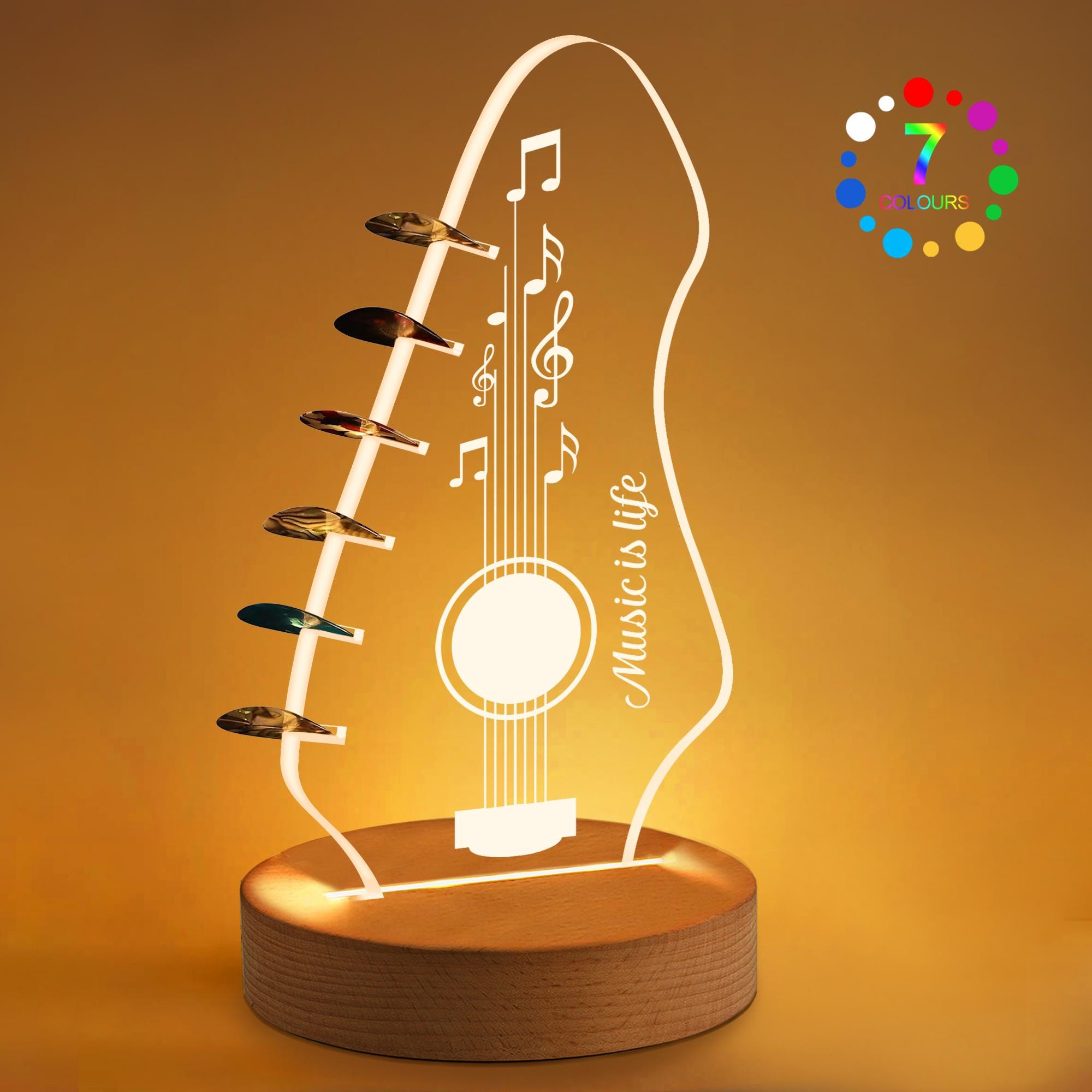 Personalized Light up Guitar Pick Holder, 7 Colors LED Guitar Pick ...