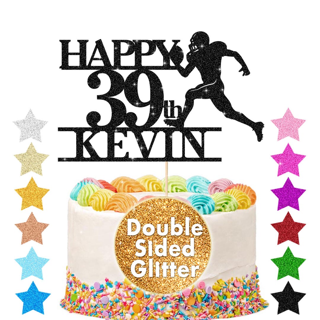 Custom Football Player Cake Topper - Personalized Name & Age Double ...