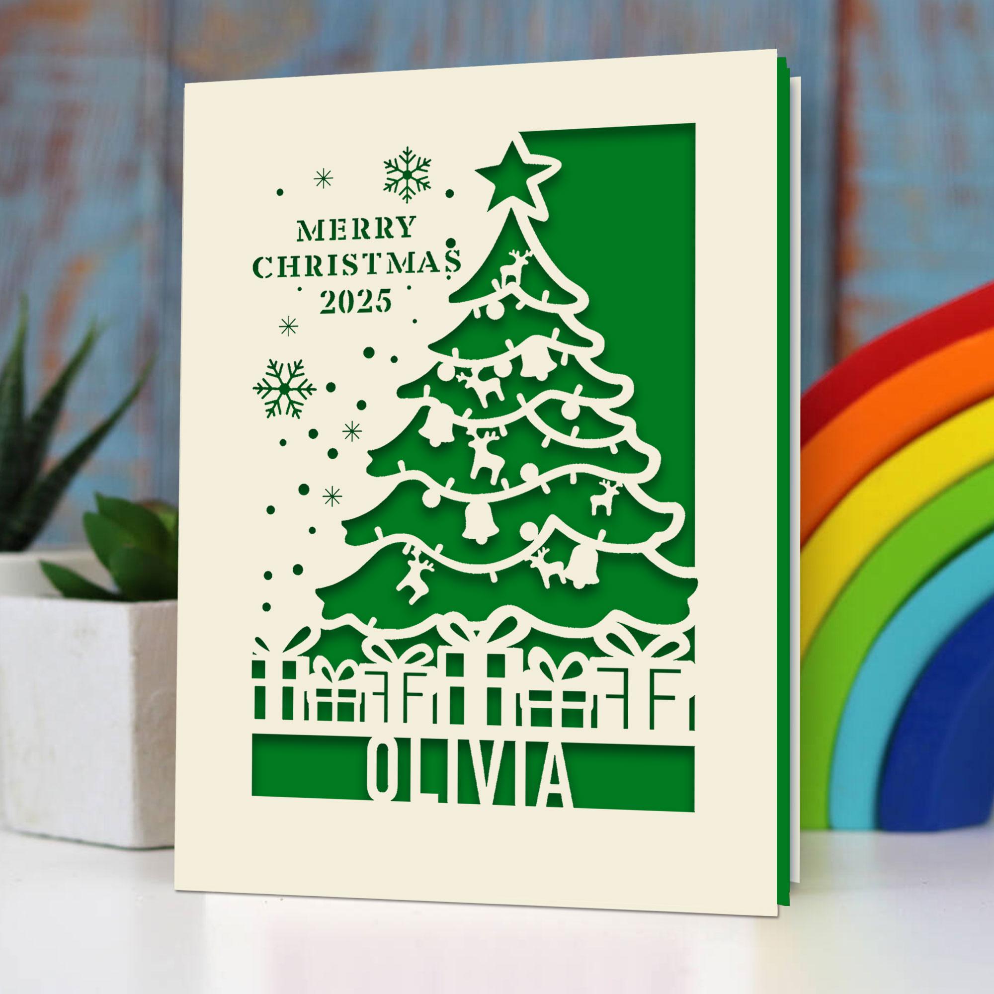 Personalized Christmas Cards With Envelopes, Laser Paper Cut Merry ...