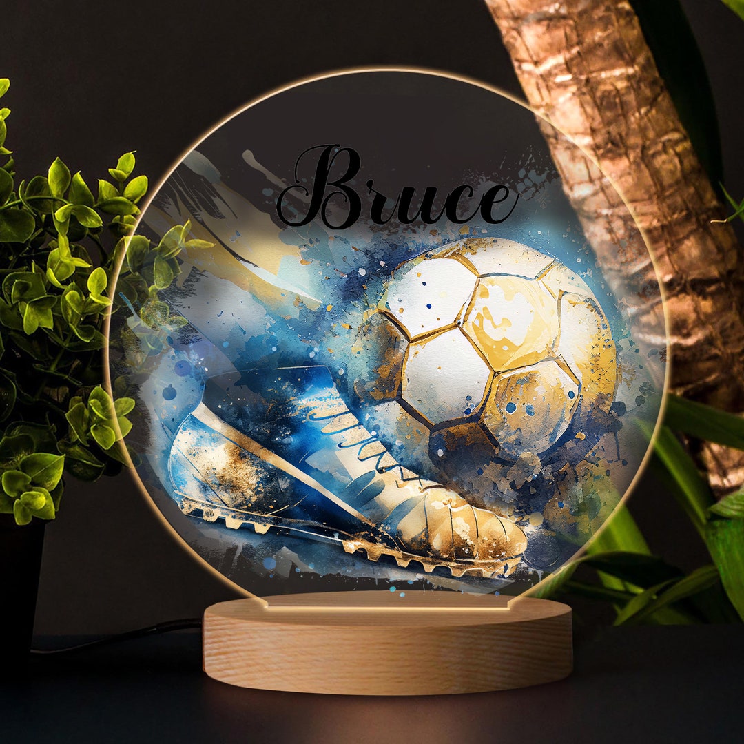 Personalized LED Desk Table Lamp Soccer Ball Design Night Light Custom ...
