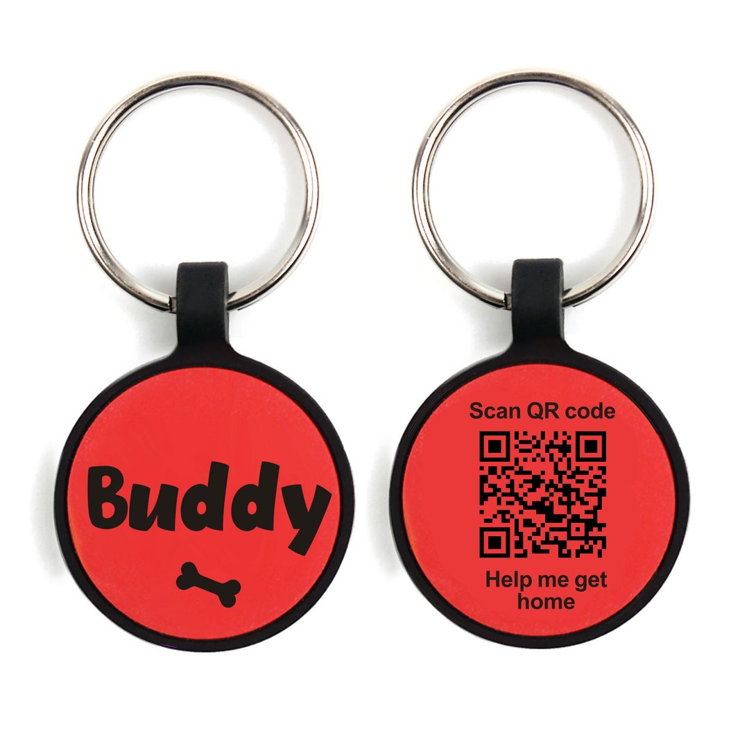 QR Code Dog Tag Personalised ID Tags Name Tags Silent Silicone Dog Cat ...