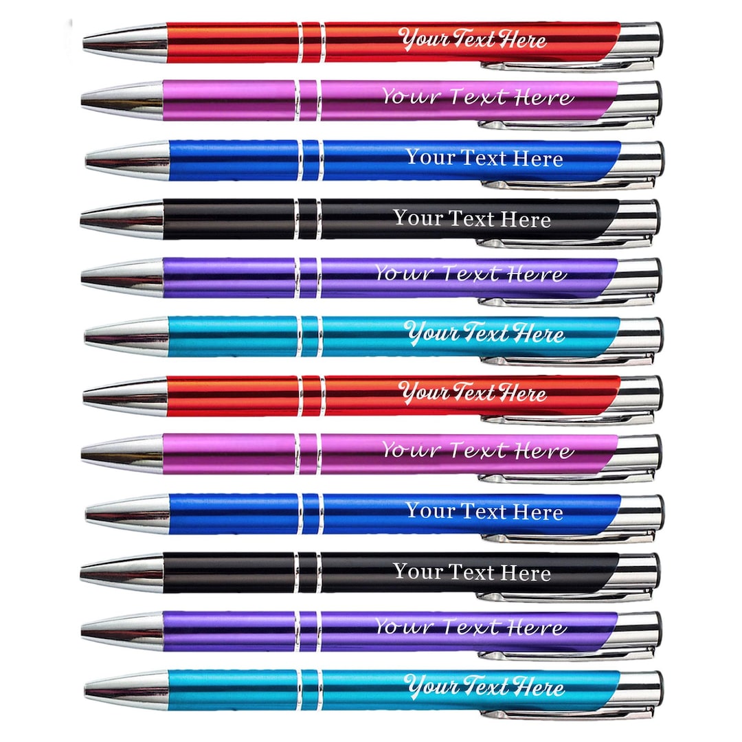 12 Pcs Personalized Pens Custom Ballpoint Pen 6 Colors Engraved Pen ...