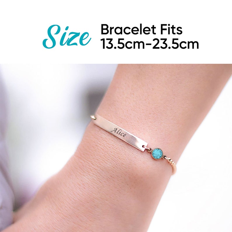 Personalized Birthstone Bracelets Engraved Bar Bracelet for | Etsy