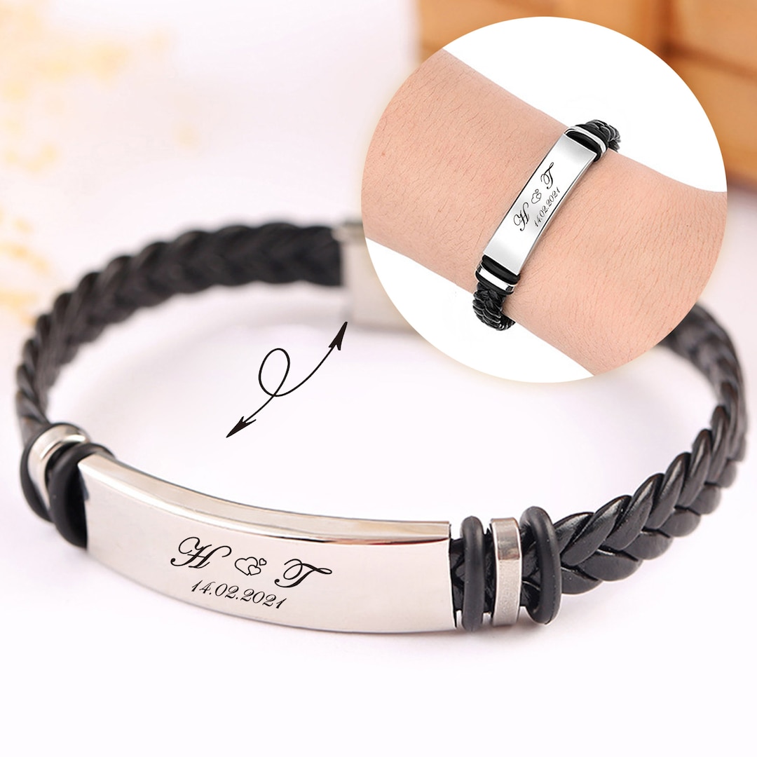 Personalised Mens Bracelets Leather Bracelets Gifts for Mens Him ...