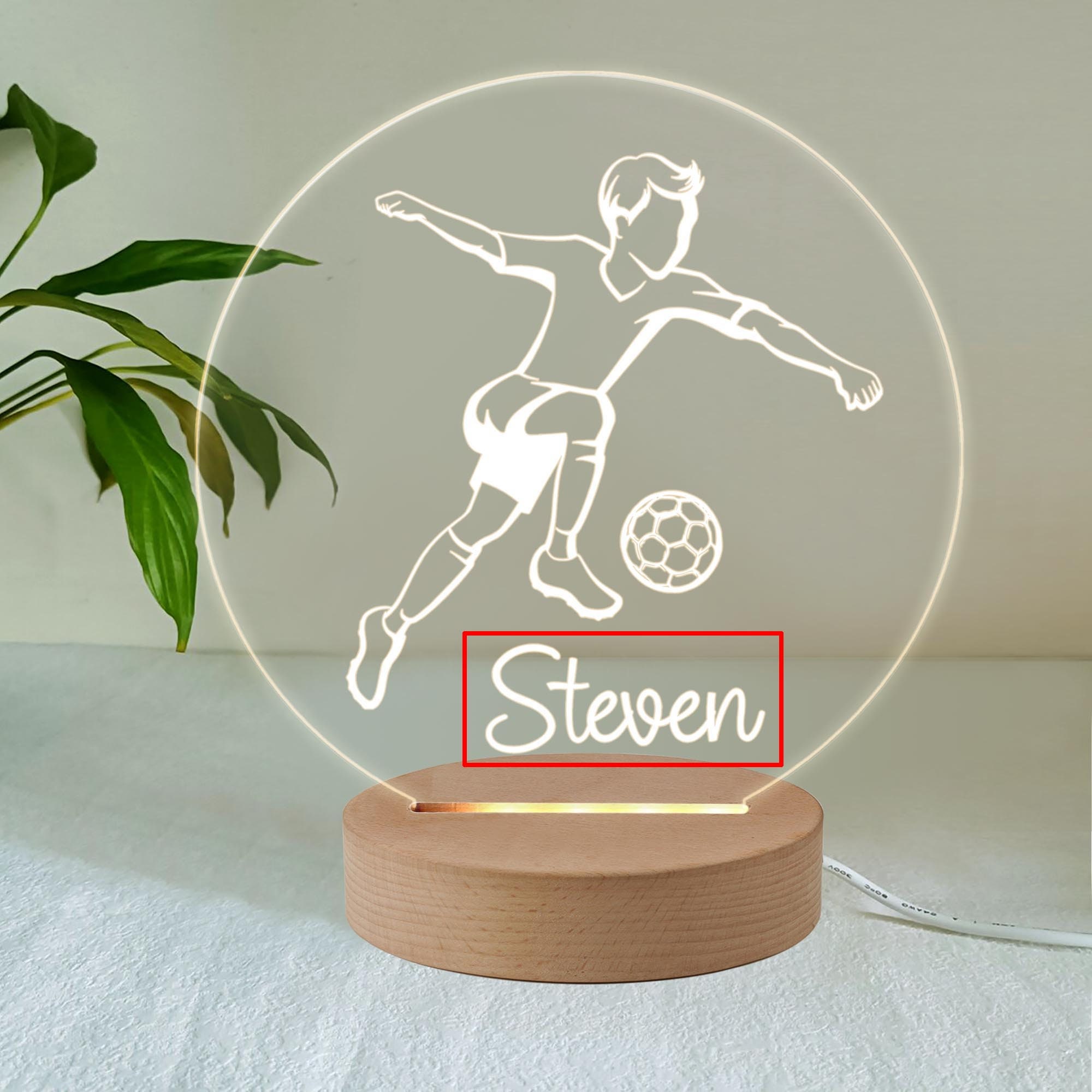 Personalized LED Desk Table Lamp Soccer Ball Design Night Light Custom ...