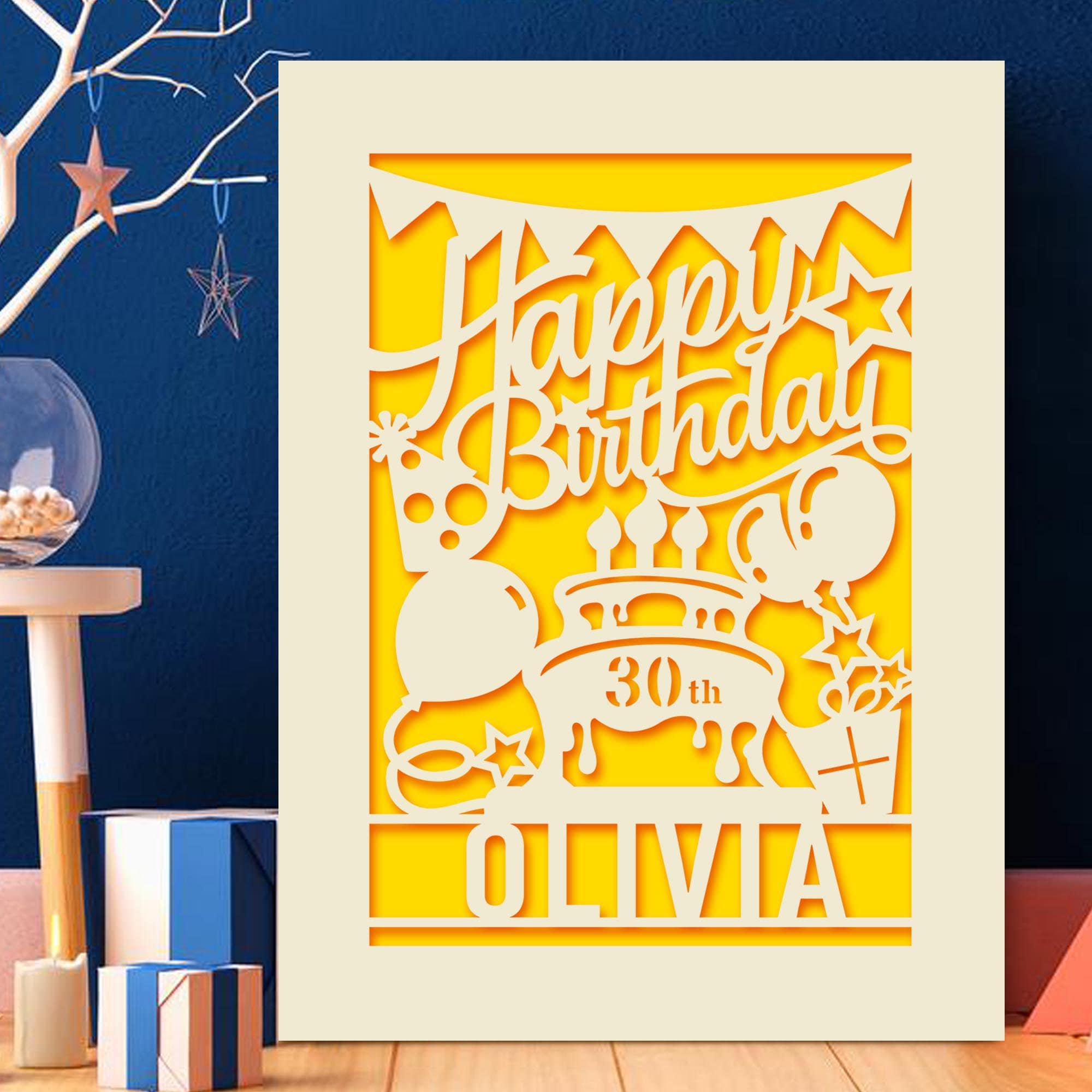 Personalized Birthday Card Paper Cut Happy Birthday Card for Him Her ...