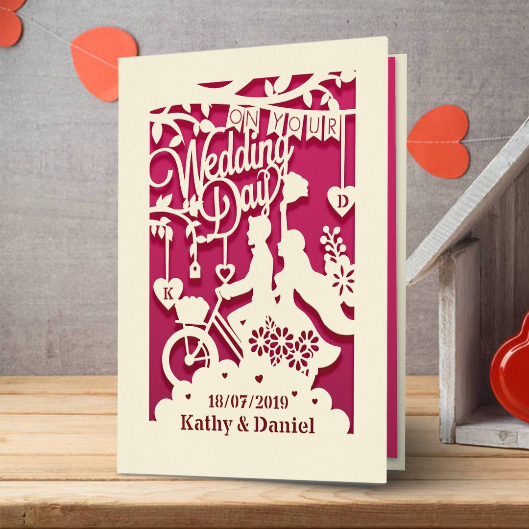 Personalized Wedding Card Custom Wedding Gift With Car and Hearts ...