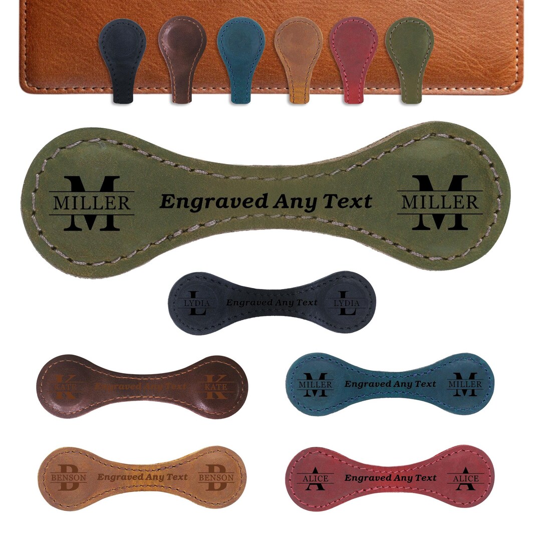 Personalized Leather Magnetic Bookmarks Clip Engraved Magnetic Book ...