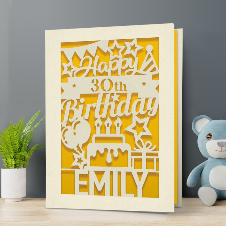 Personalised Birthday Card Laser Paper Cut Greeting Cards | Etsy