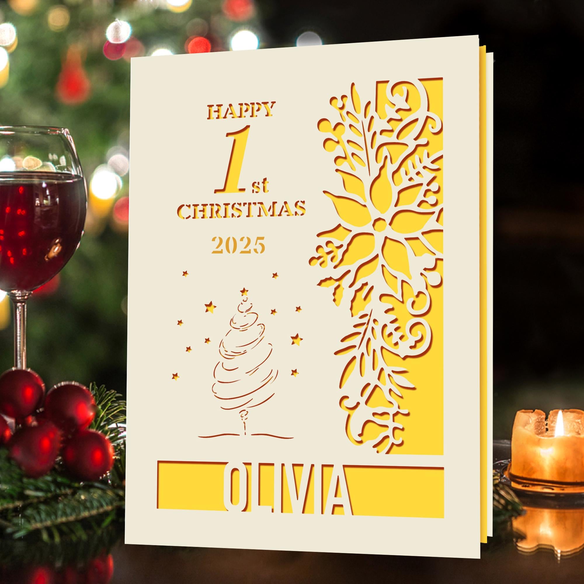Personalized Christmas Cards 1st Christmas Card Custom Xmas Greeting ...