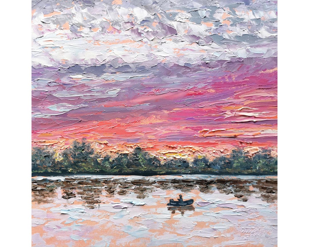 Fishing Original Oil Painting Columbia Wall Art Landscape Wall Art ...