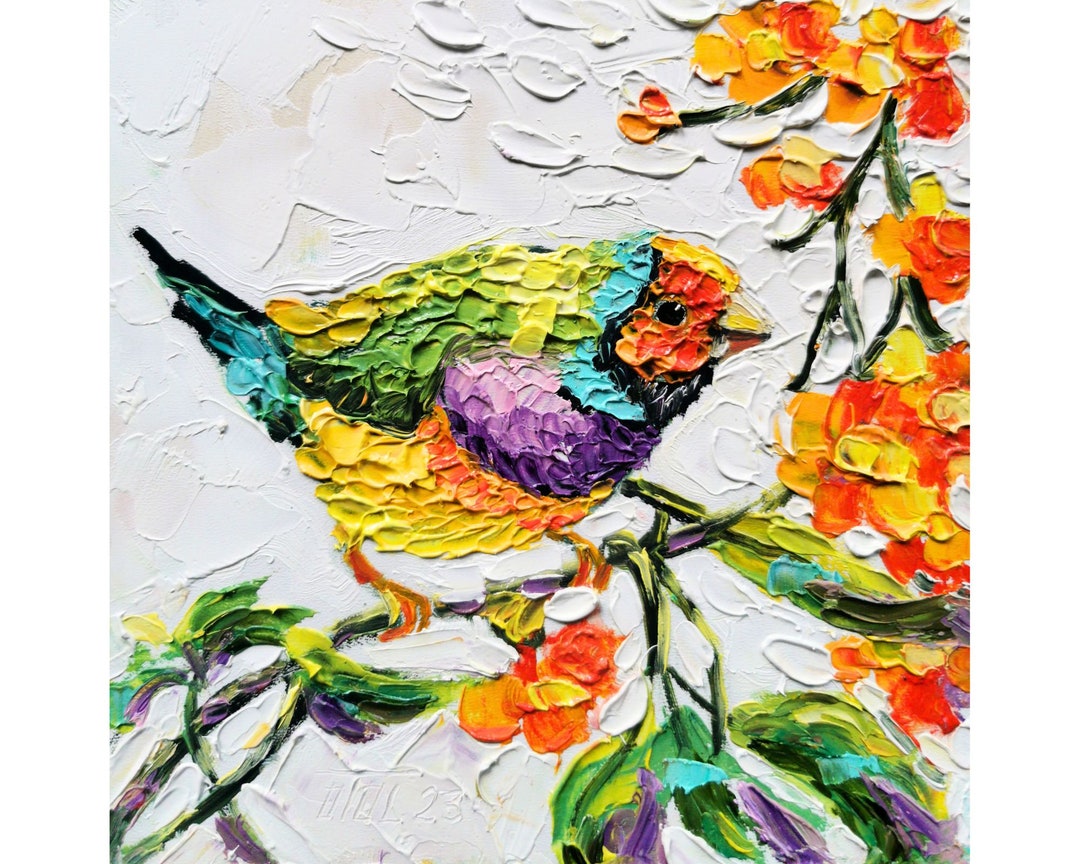 Gouldian Bird Painting Lady Goulds Amadine Original Art Colorful ...