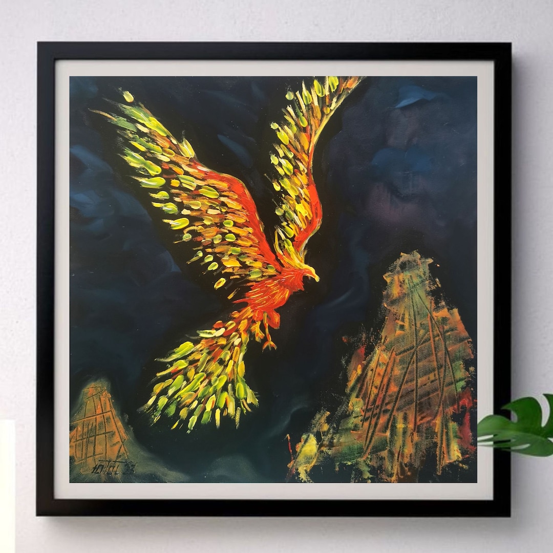 Phoenix Bird Painting Mythical Bird Original Art Abstract - Etsy