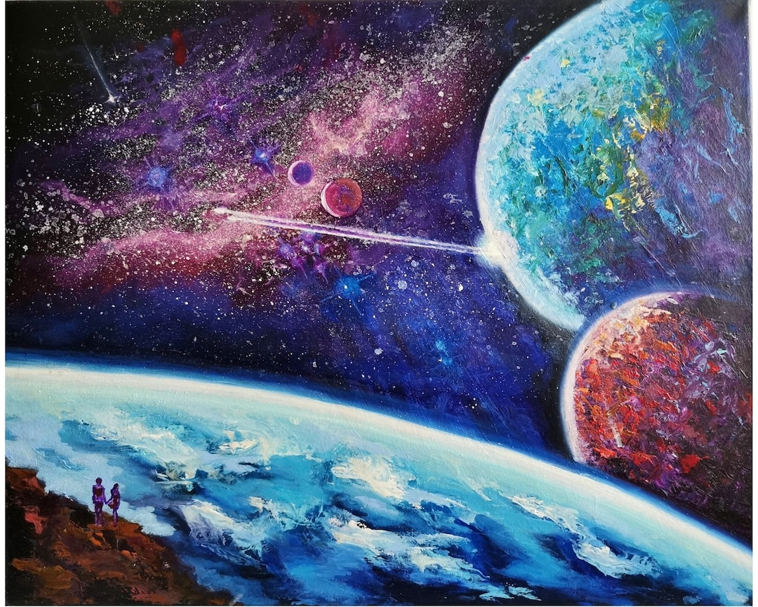 Original Galaxy Oil Painting: Milky Way Star Nebula Canvas Art (16x20 ...