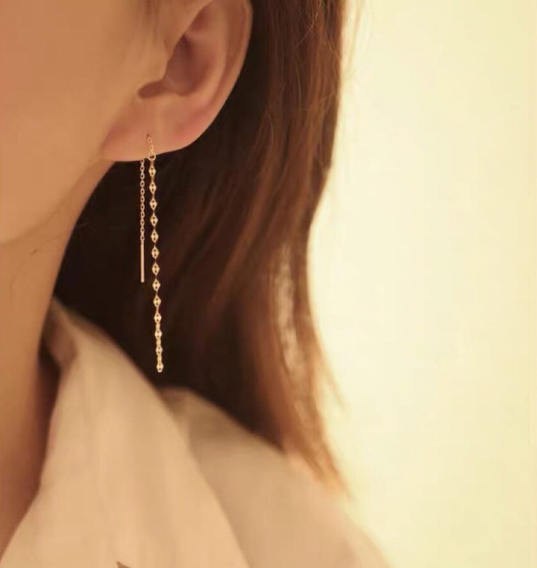 Gold Ear Threader,silver Ear Threader,sterling Silver Threader Ear ...