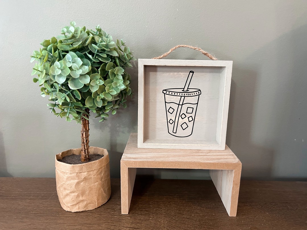 Minimalistic Iced Coffee Sign/ Mini Iced Coffee Sign/ Coffee Bar Tiered ...