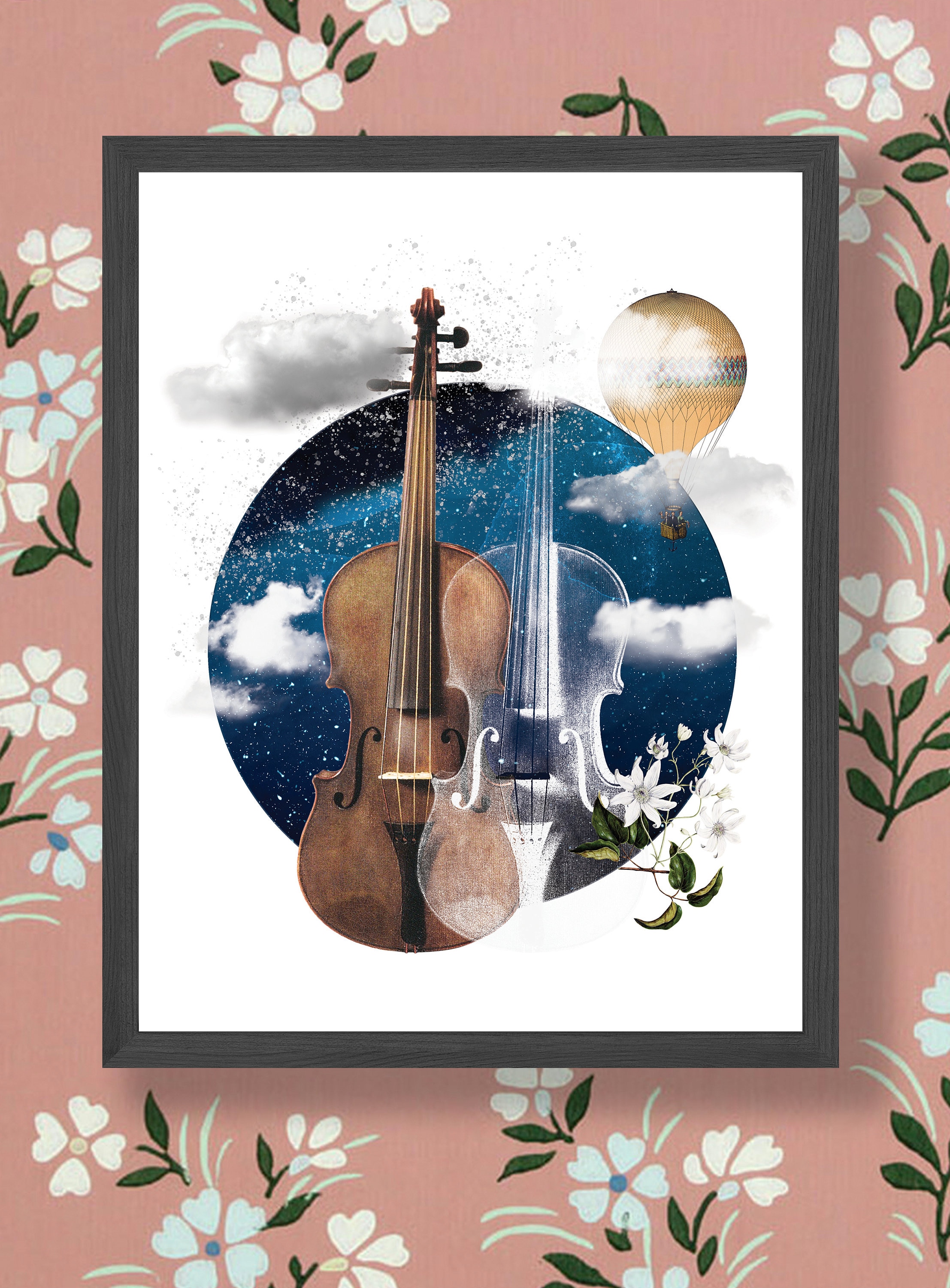 Collage Art Violinist Art Instant Download Art Twin Fiddles in Space ...