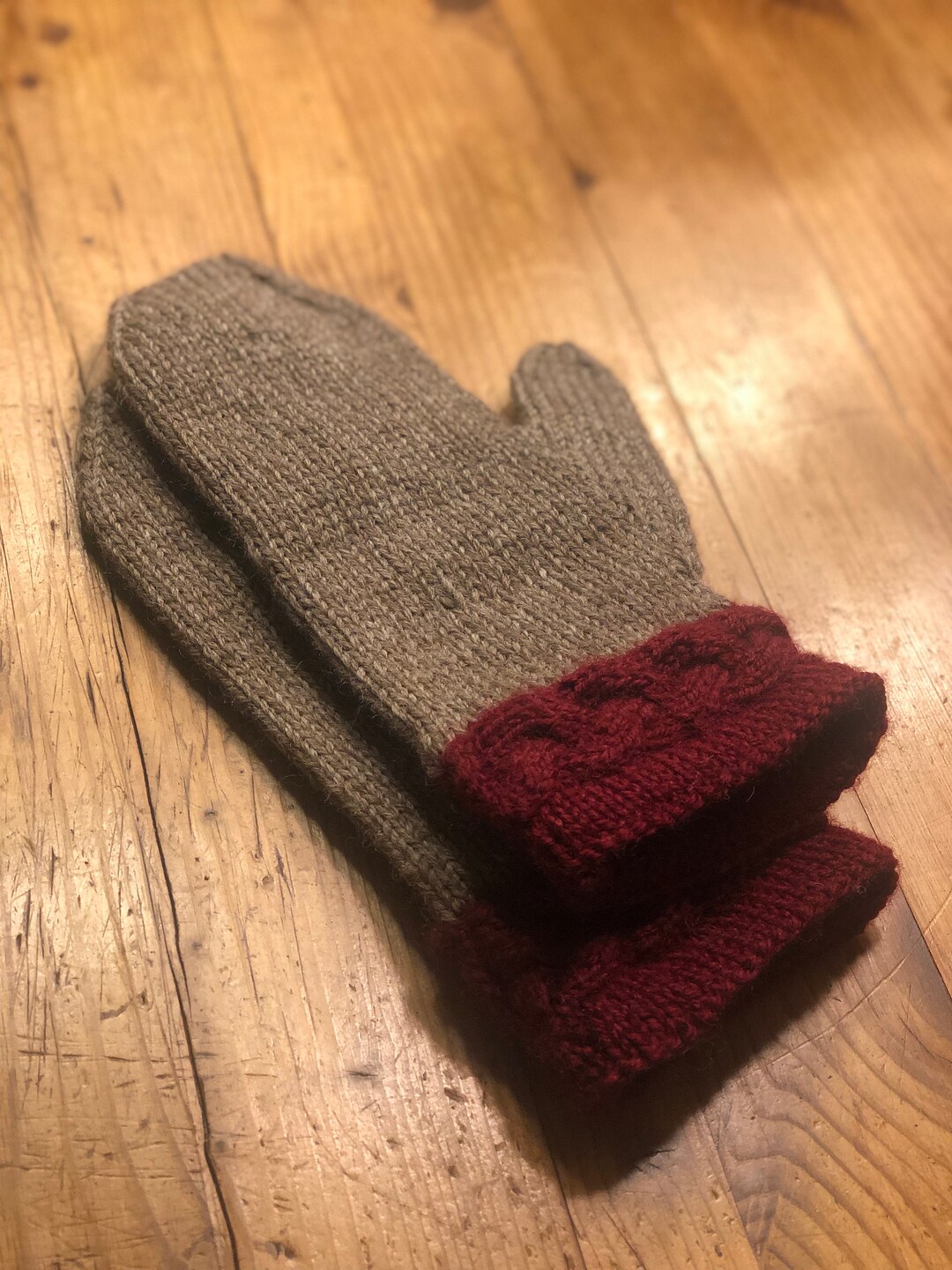 Women's Hand-knit Wool Mittens With Cabled Cuff - Etsy