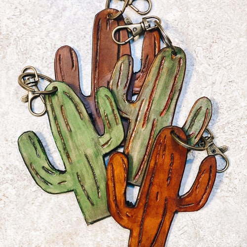 Hand Tooled Leather Feather Keychain - Etsy