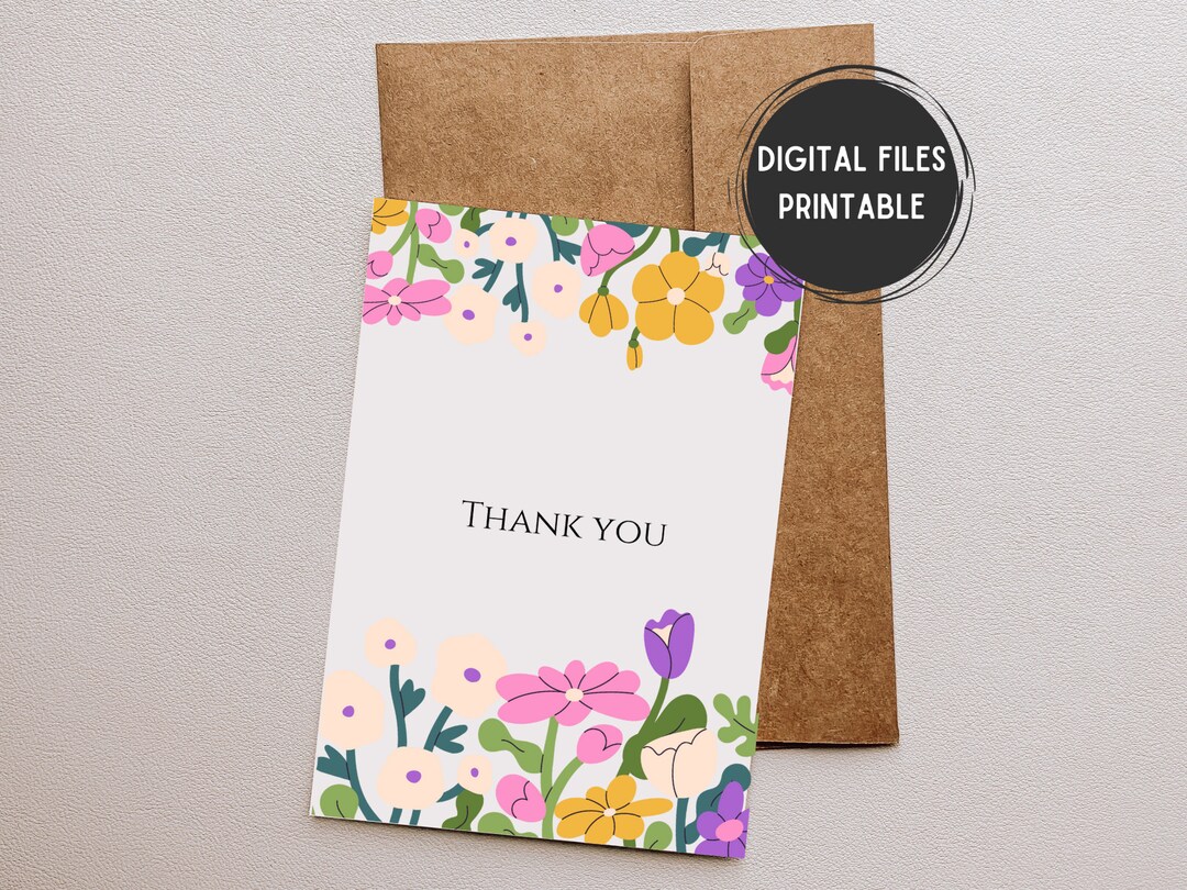 Thank You Printable Card Thanks Card Instant Download Digital Card 4x5 ...