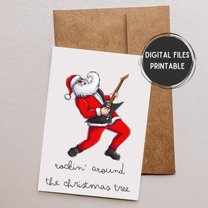 Printable Christmas Card rockin' Around Holiday Card Instant Download ...