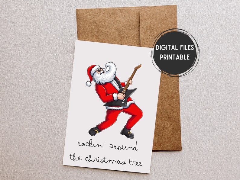 Printable Christmas Card rockin' Around Holiday Card Instant Download ...