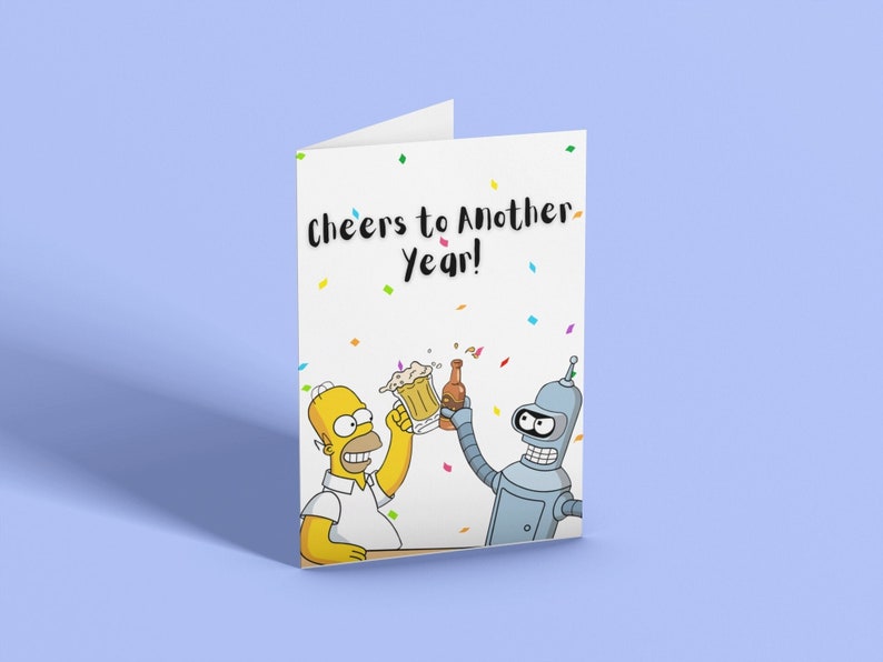 Homer Simpson cheers to Another Year Birthday Card - Etsy
