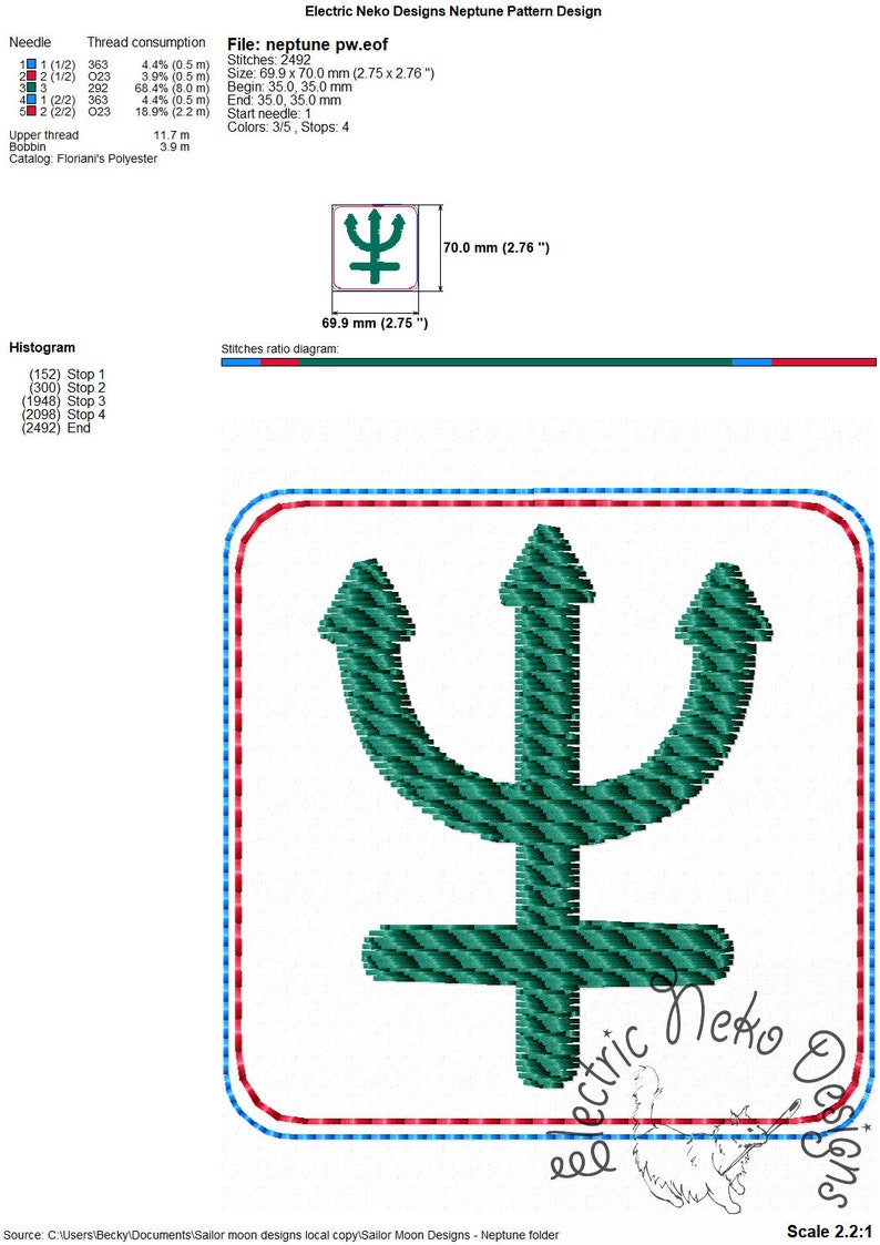 Neptune Symbol ITH Pattern Weight Digital Embroidery Design, in the ...