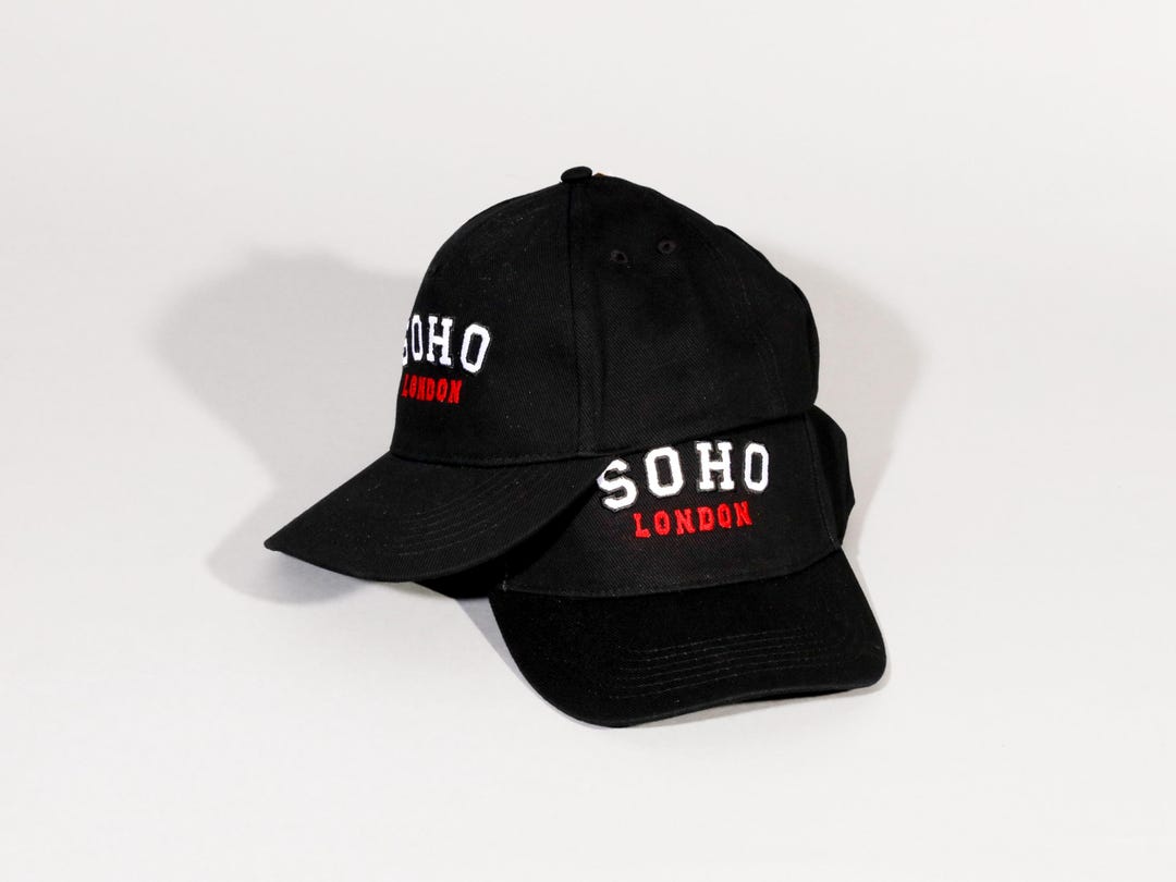 Soho London Hat – Black Soho Logo Cap, London Embroidered Logo, London ...
