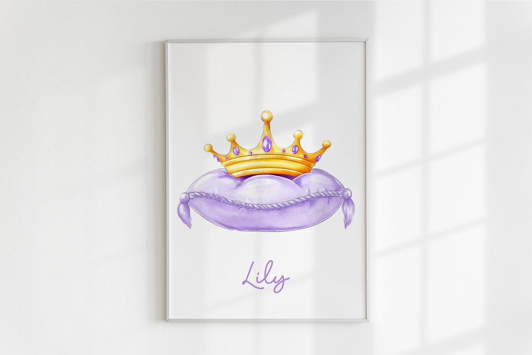 Personalized Name Princess Crown Print Toddler Girl Bedroom - Etsy