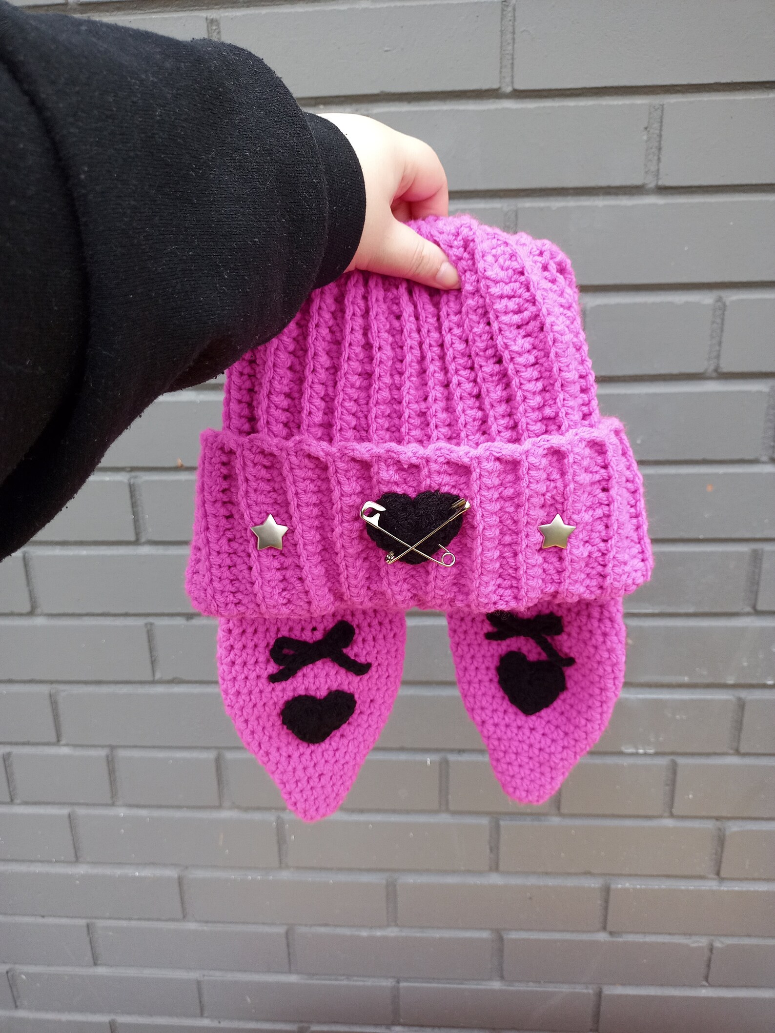 Crochet Kawaii Scene Queen Emo Bunny Ear Beanie - Etsy