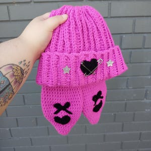 Crochet Kawaii Scene Queen Emo Bunny Ear Beanie - Etsy