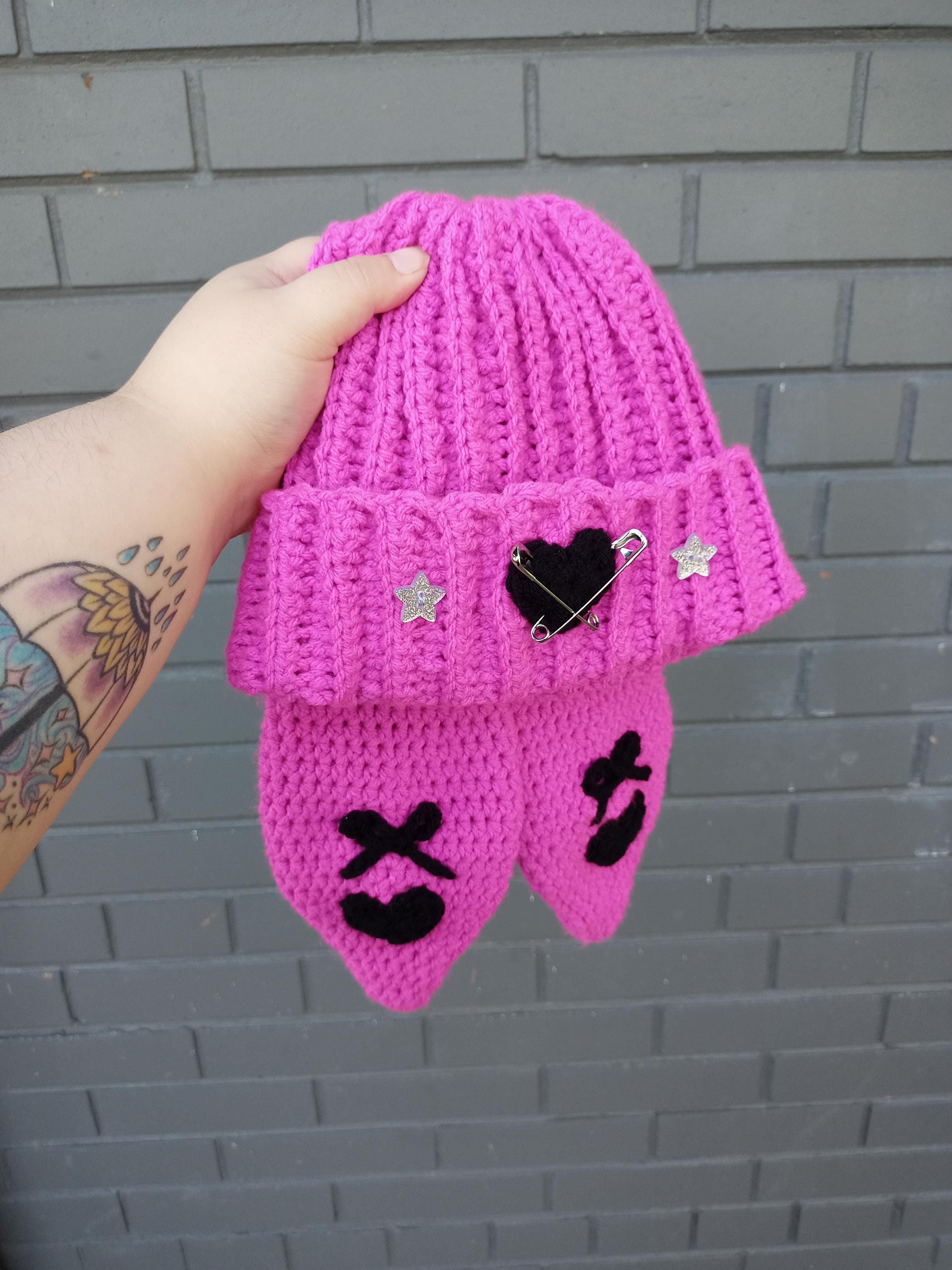 Crochet Kawaii Scene Queen Emo Bunny Ear Beanie - Etsy
